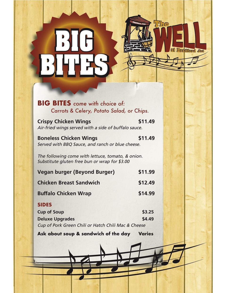 Menu - The Well at Bradford Junction