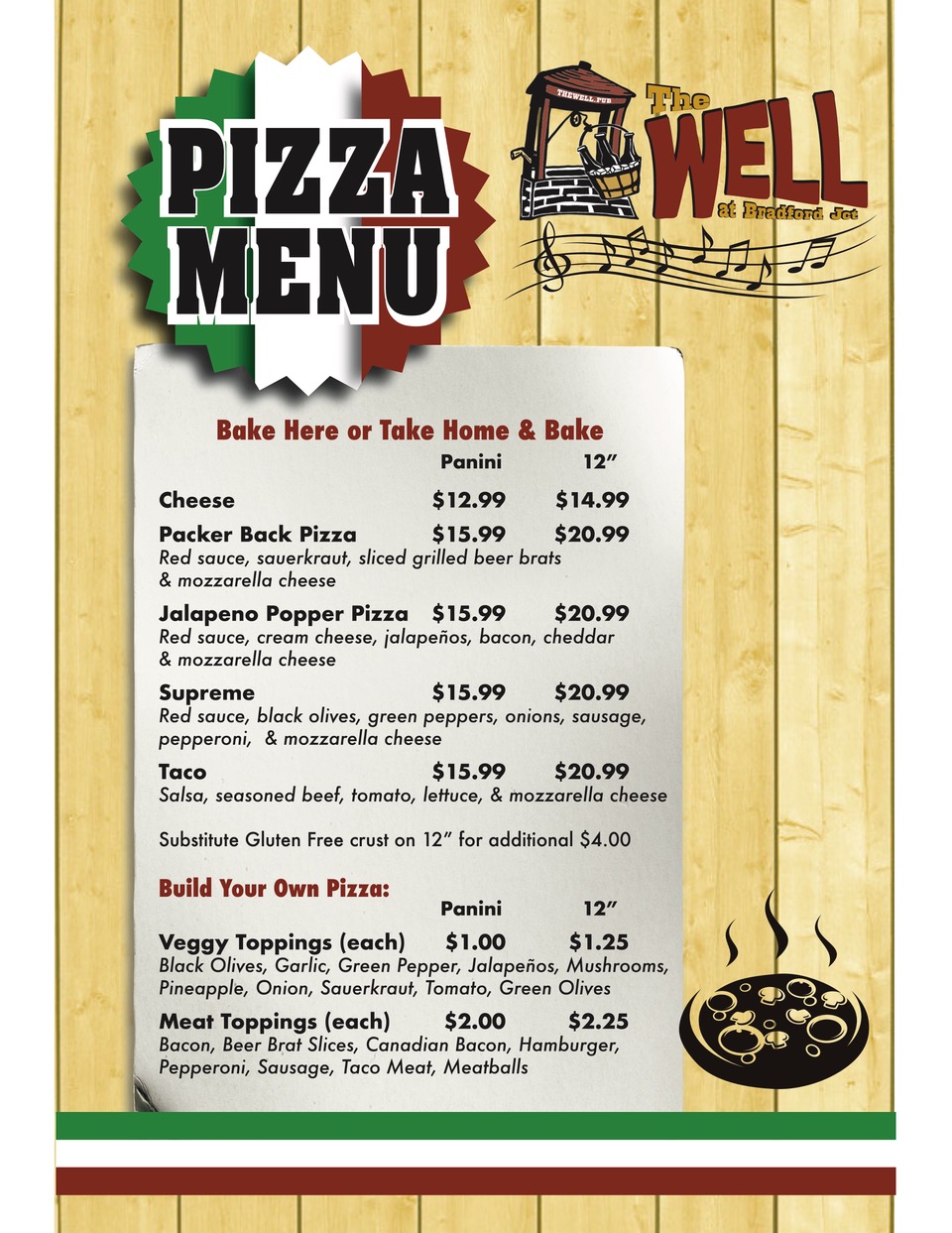 Menu - The Well at Bradford Junction